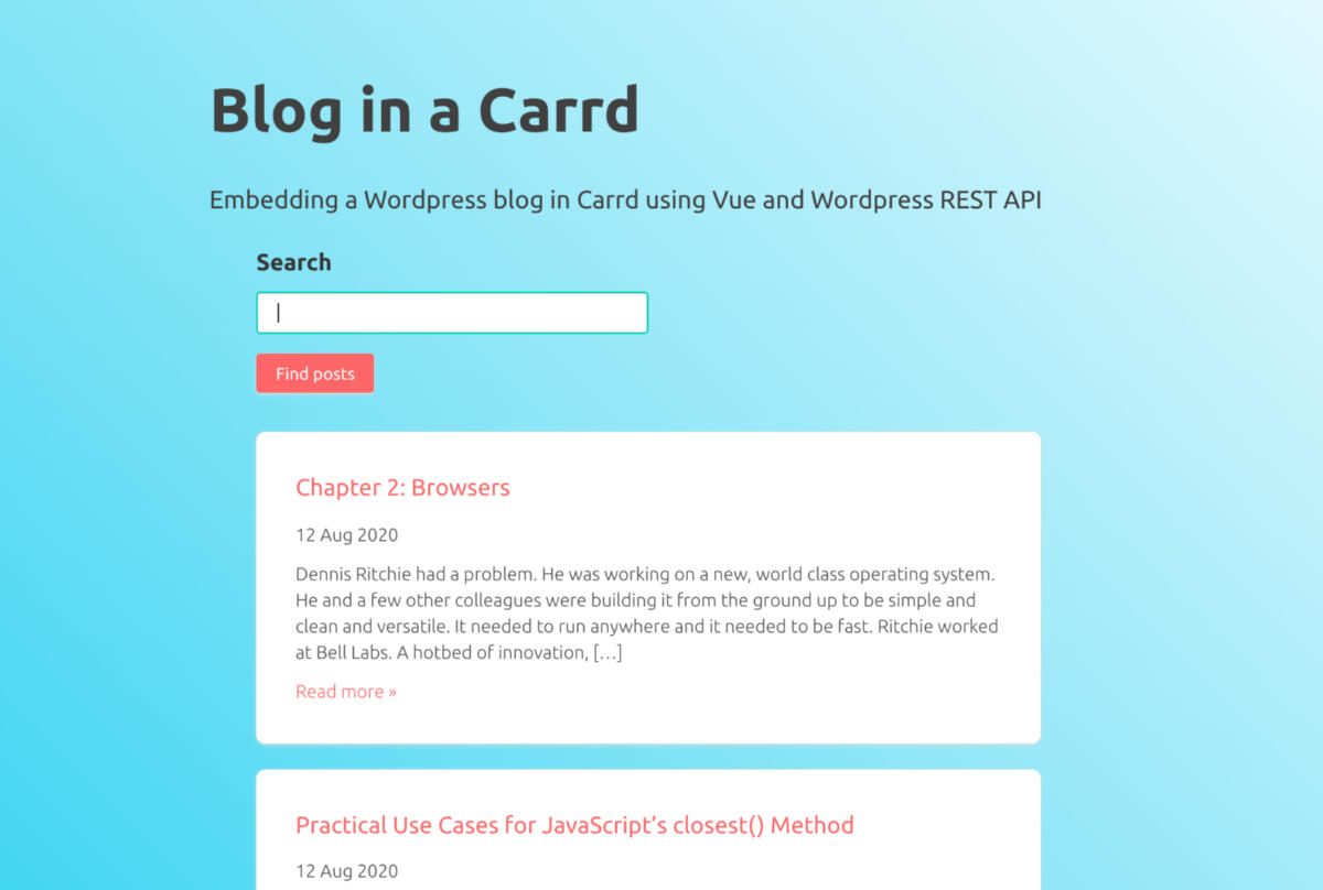 Blog in a Carrd